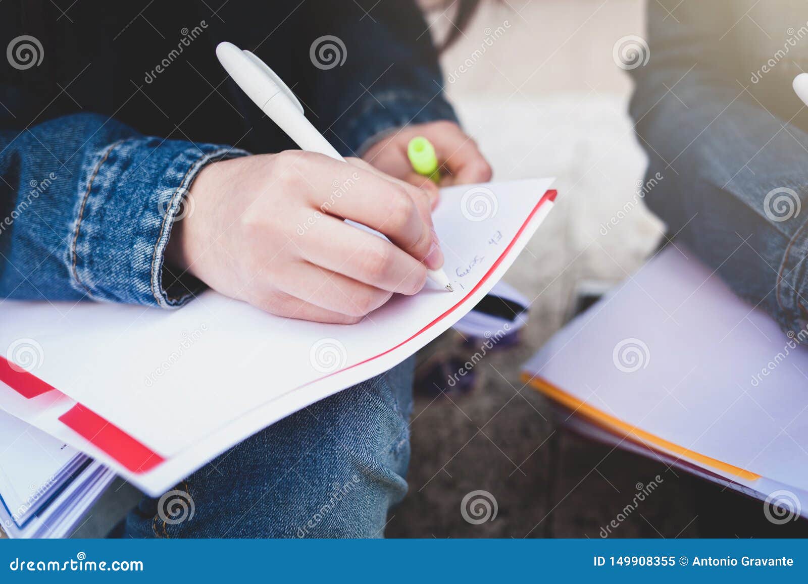 Hand Writing Notes in a Notebook Stock Image - Image of moments ...