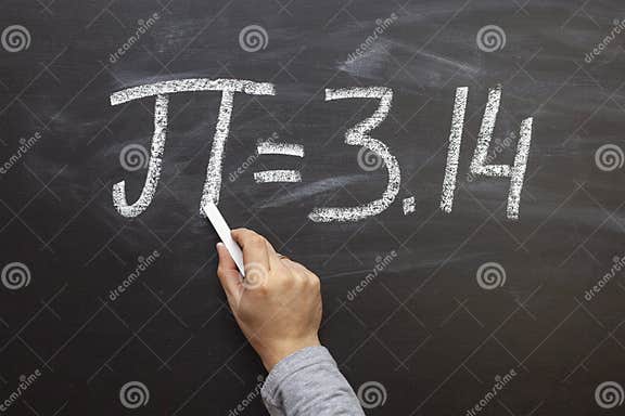 Hand Writing the Number Pi on a Chalkboard Stock Photo - Image of ...
