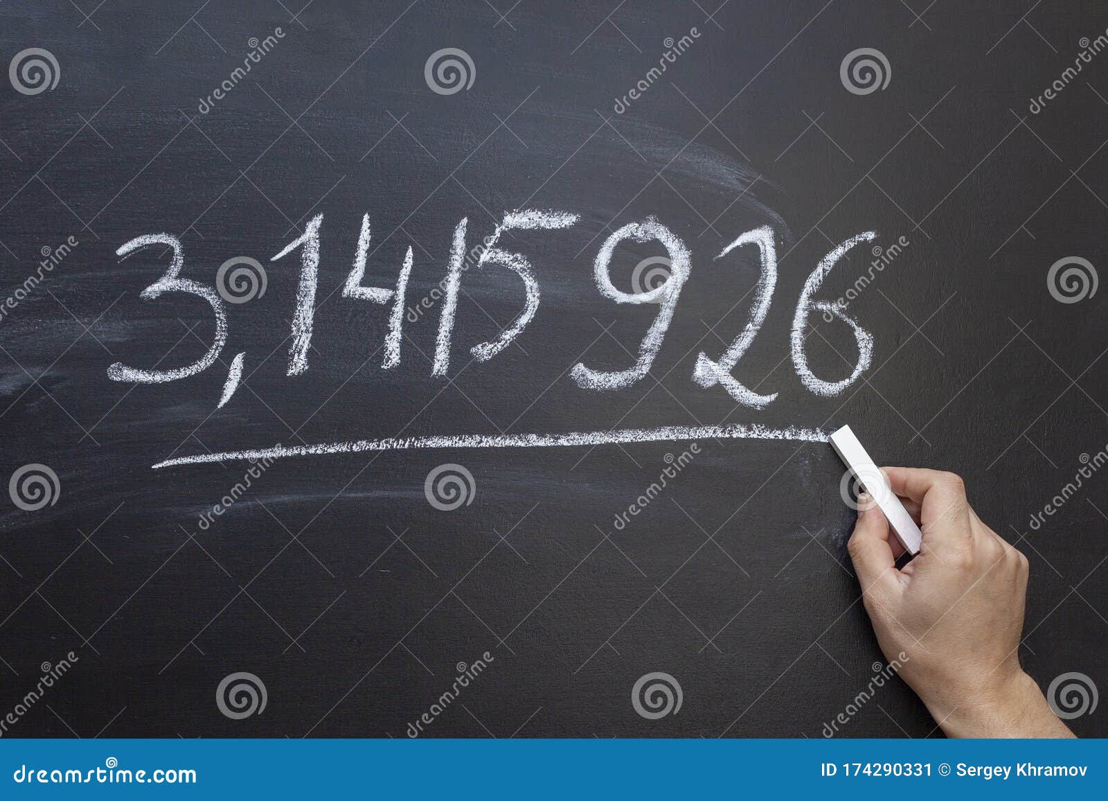 Hand Writing the Number Pi on a Chalkboard Stock Image - Image of dusty ...