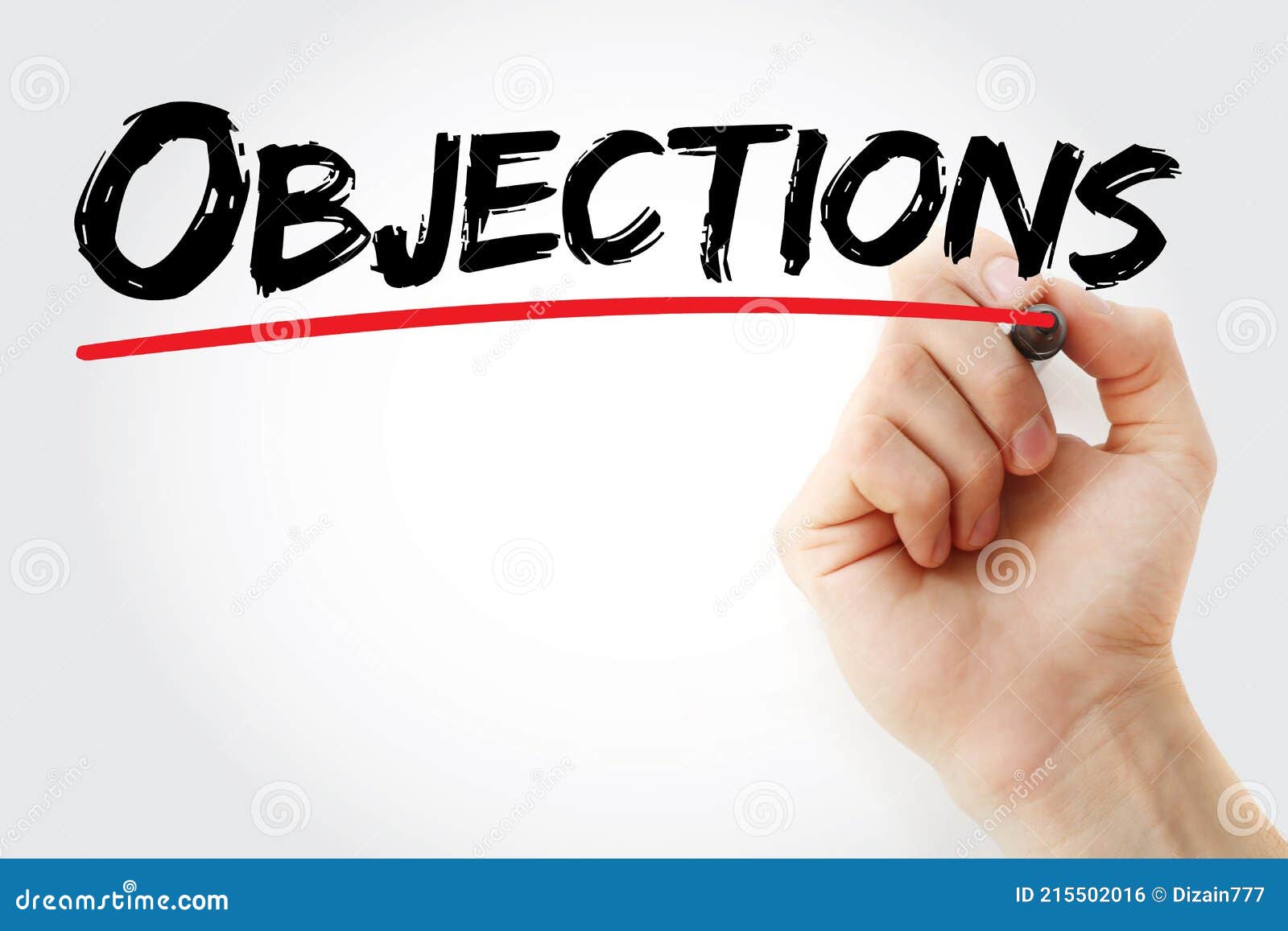 Hand Writing Objections with Marker, Business Concept Background Stock ...
