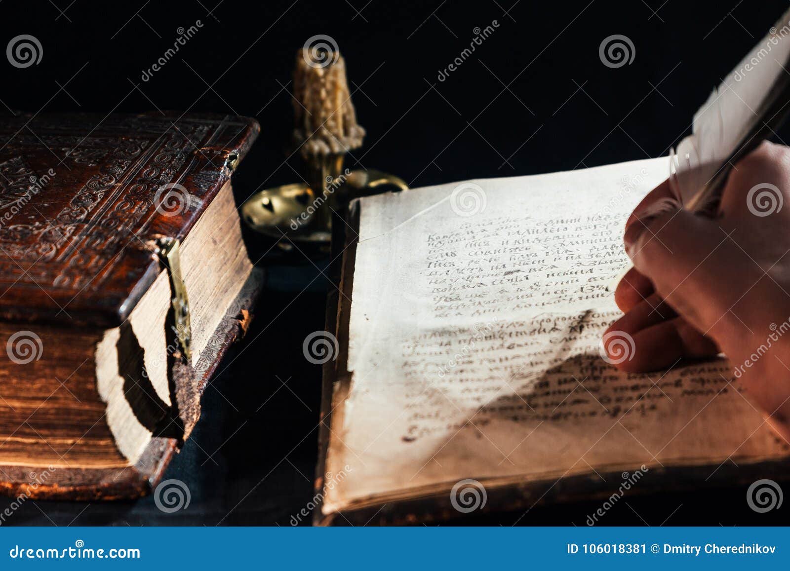Hand Writing Old Book Bible with a Feather Old Script Stock Image ...