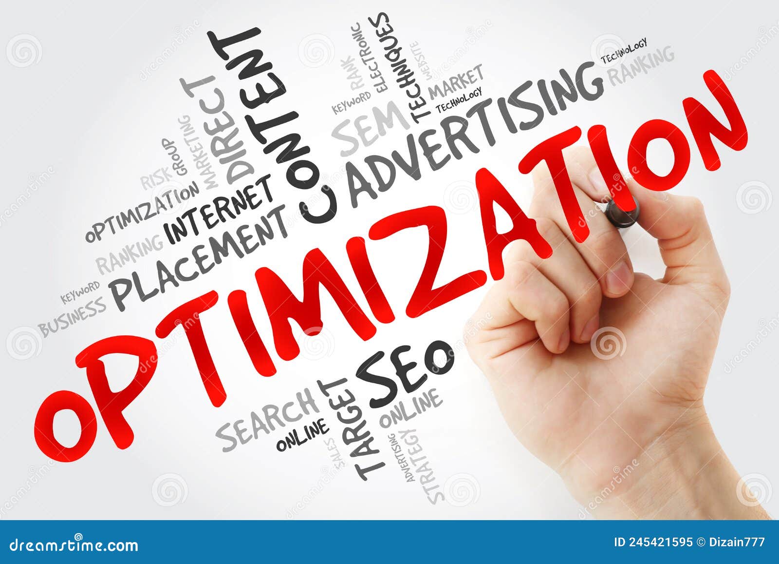 Hand Writing OPTIMIZATION Word Cloud, Business Concept Stock ...