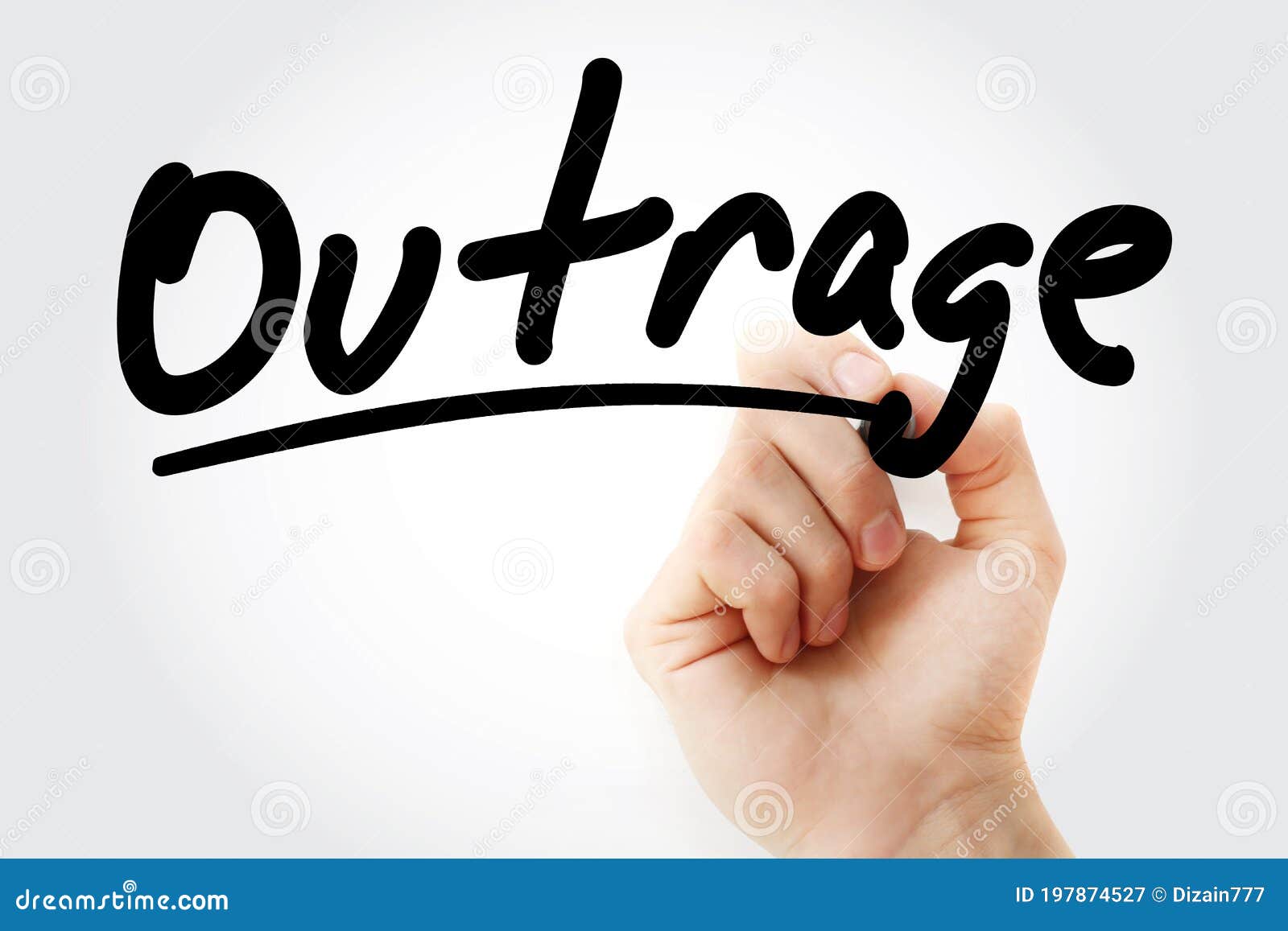 Hand Writing Outrage with Marker Stock Image - Image of irritated, male ...