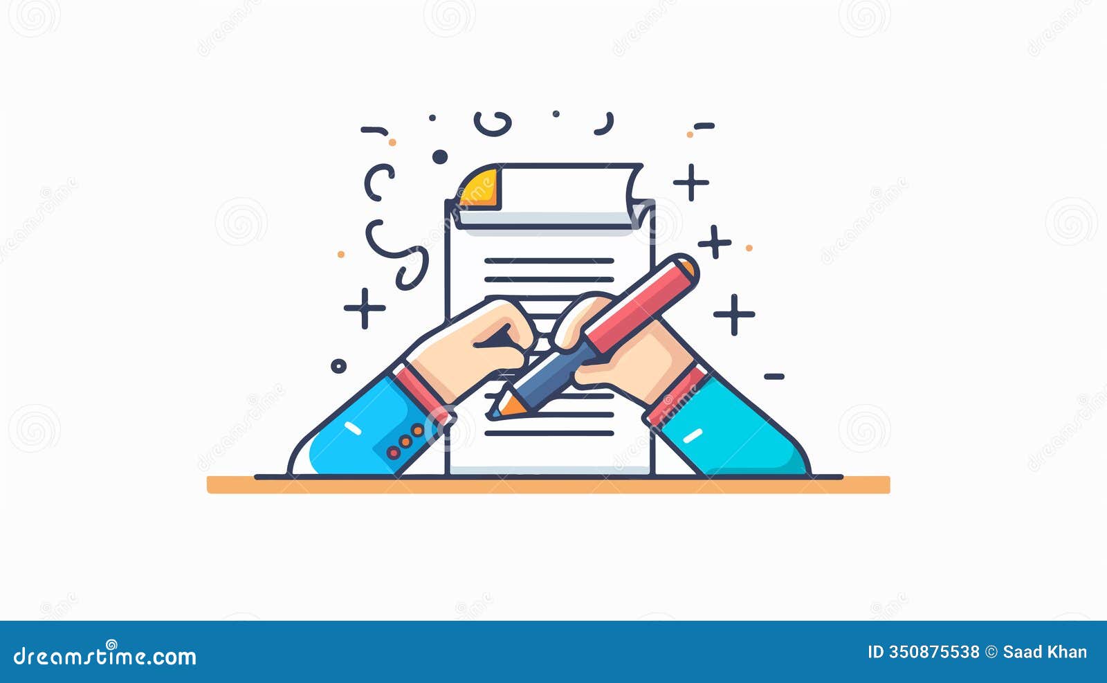 Professional Hand Writing on Paper Outline Icon Vector Illustration ...
