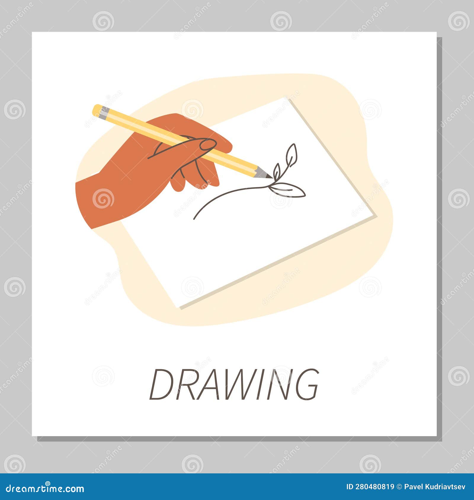 Hand Writing on Paper Sheet with Pencil Flat Vector Illustration ...