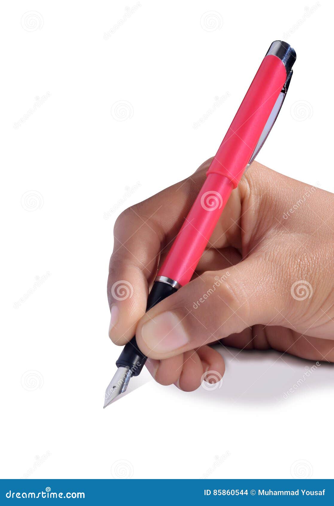 Hand Writing with Pen on White Paper Stock Photo - Image of work ...