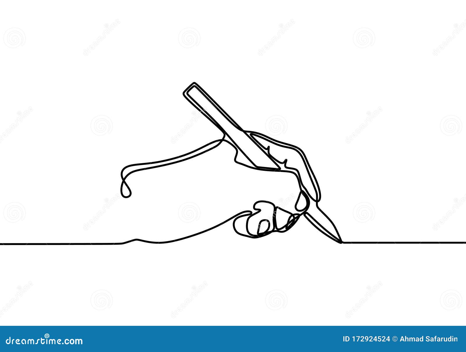 Hand Writing on Piece of Paper. Continuous One Line Drawing Stock ...