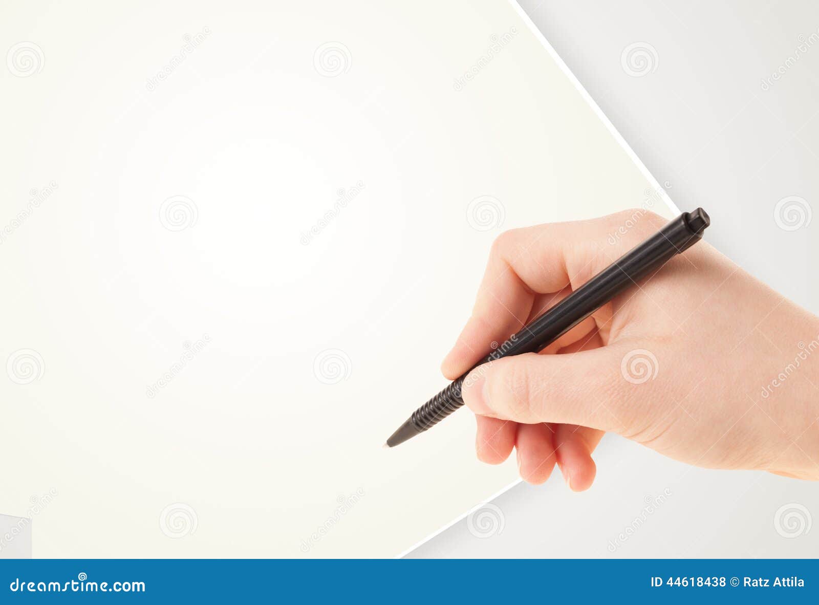 Hand Writing on Plain Empty White Paper Copy Space Stock Photo - Image ...