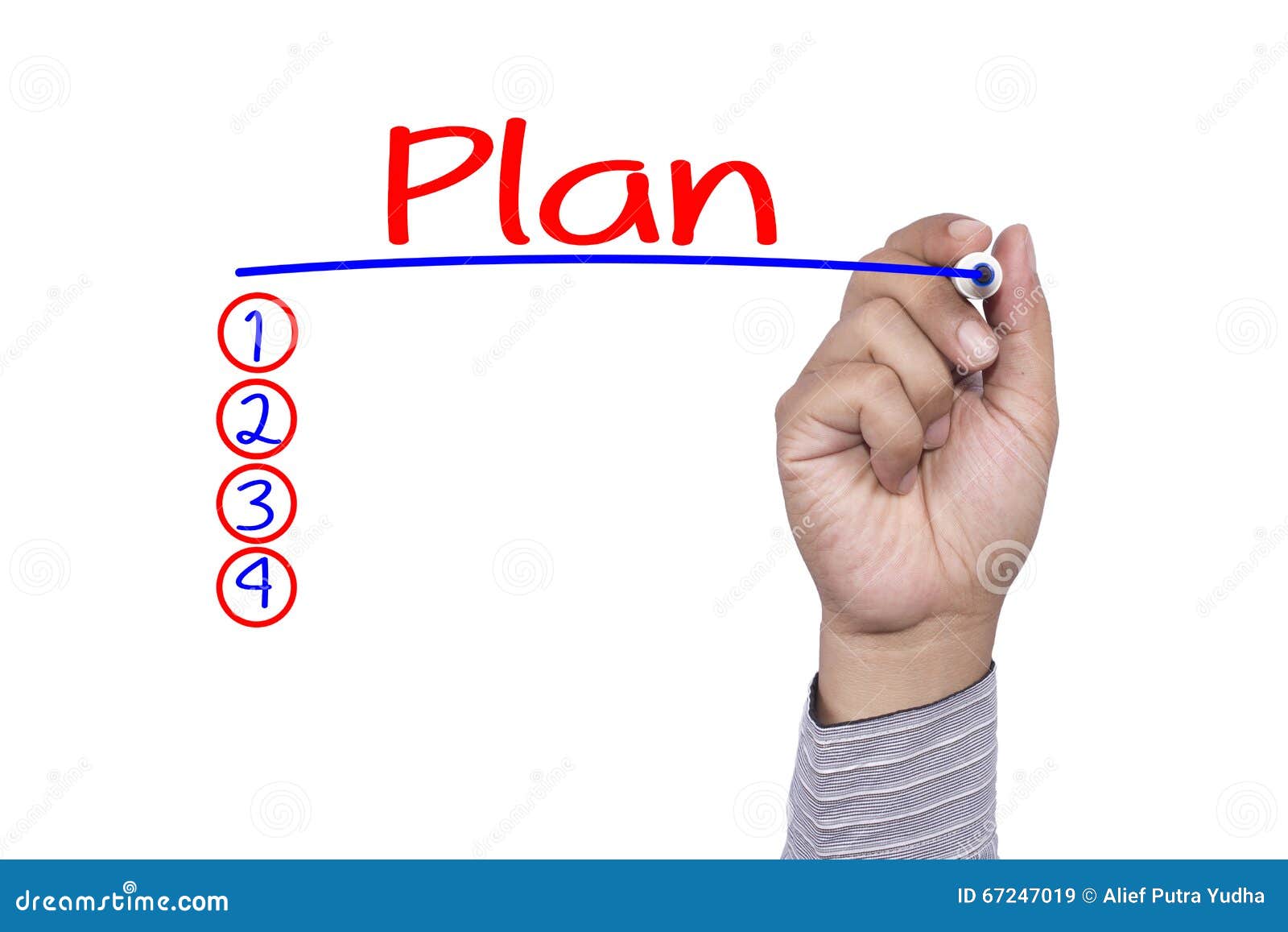 Hand Writing Plan with Blue Marker, White Background Business Concept ...