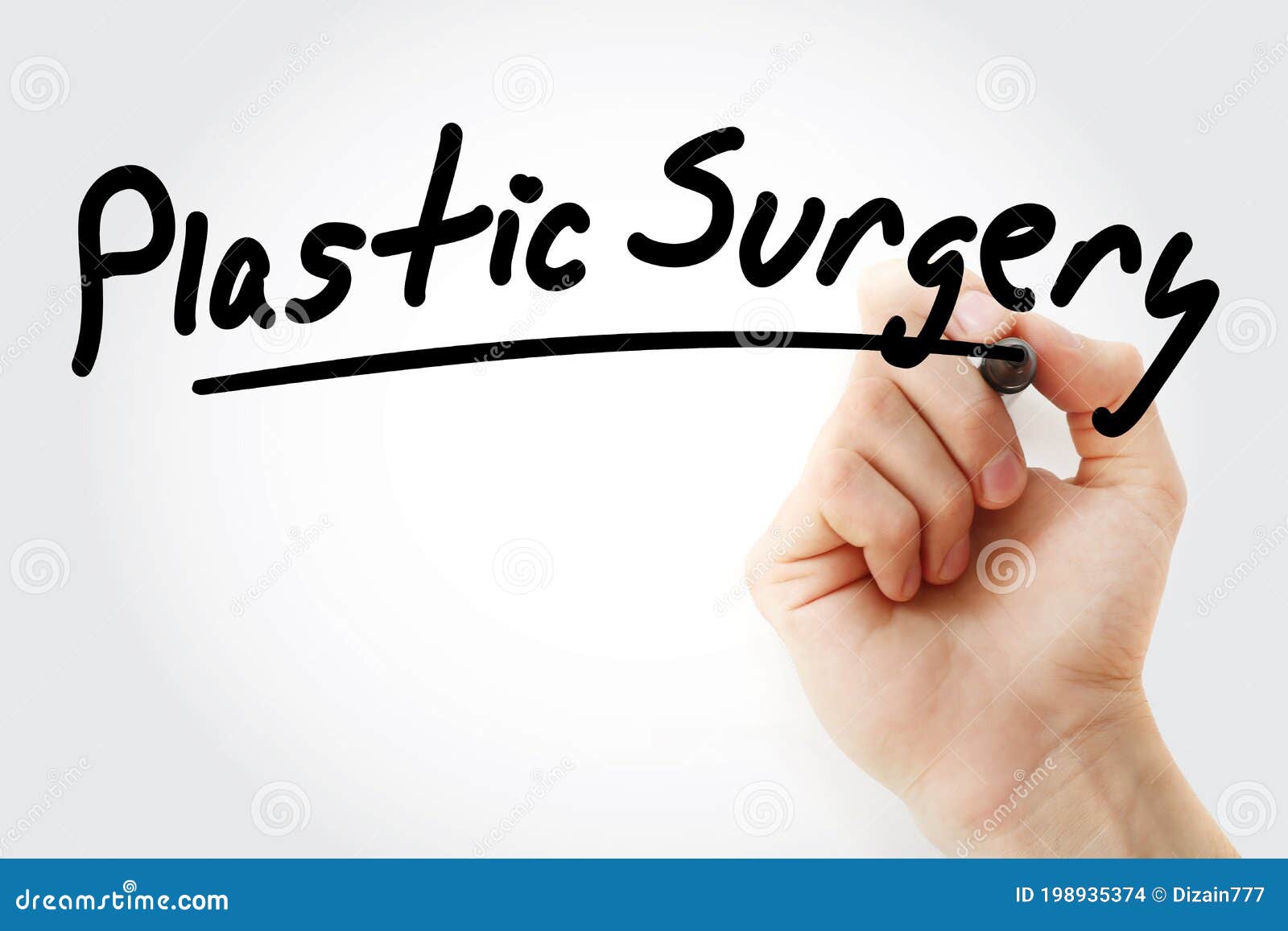 Hand Writing Plastic Surgery with Marker Stock Photo - Image of ...