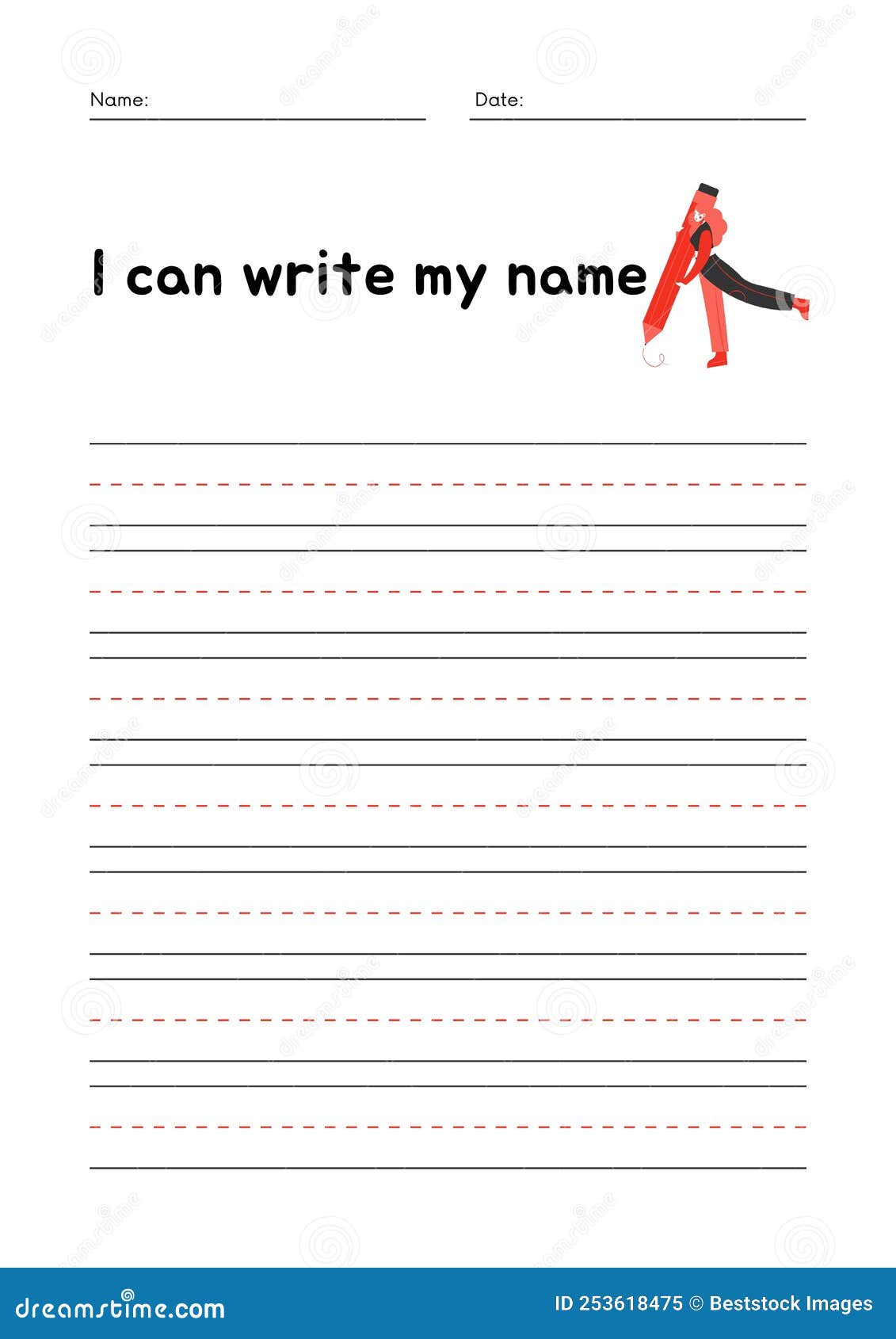 Hand Writing Practise Printable Template Royalty-Free Stock Photography ...