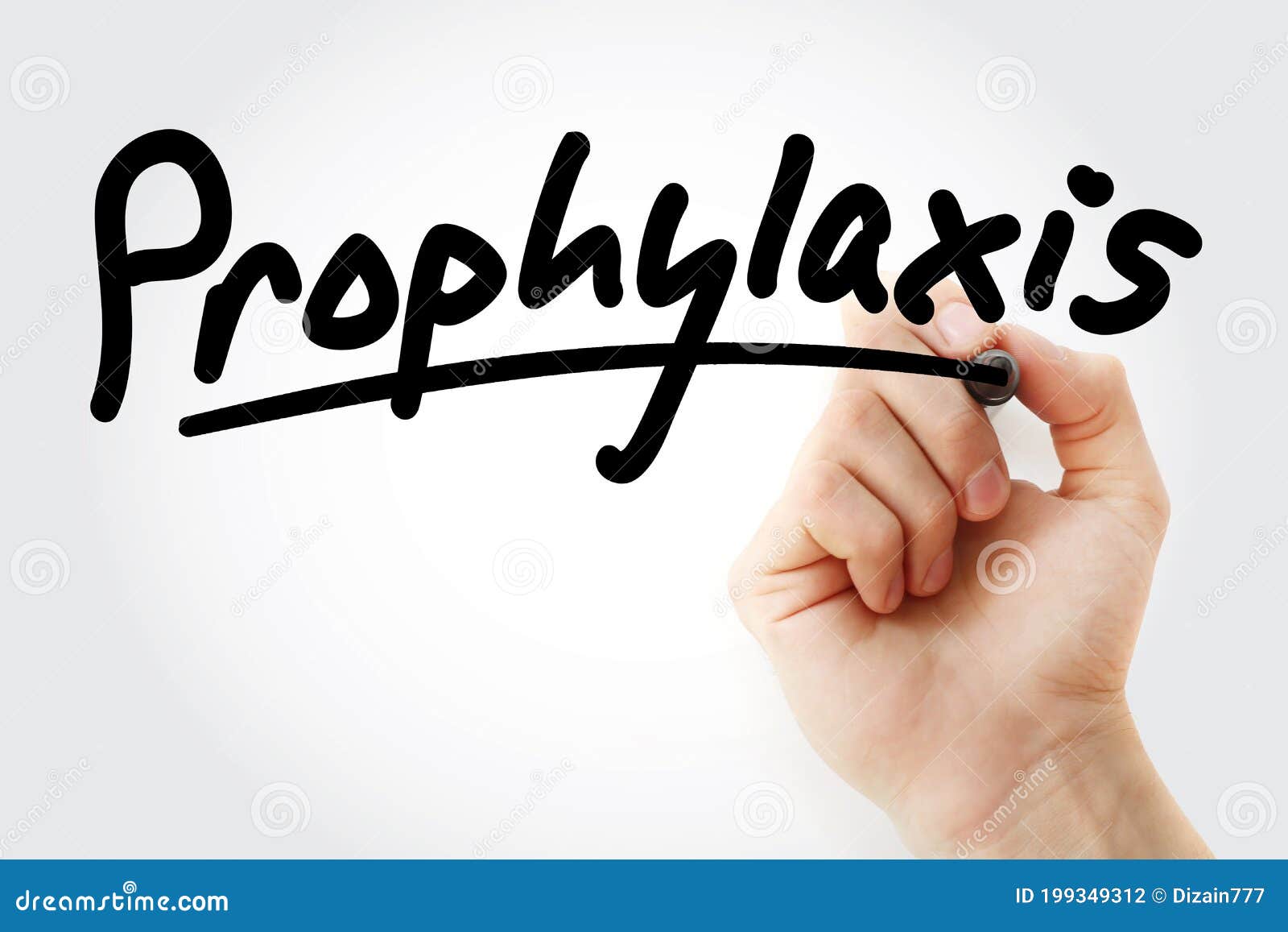 Hand Writing Prophylaxis with Marker Stock Photo - Image of illness ...