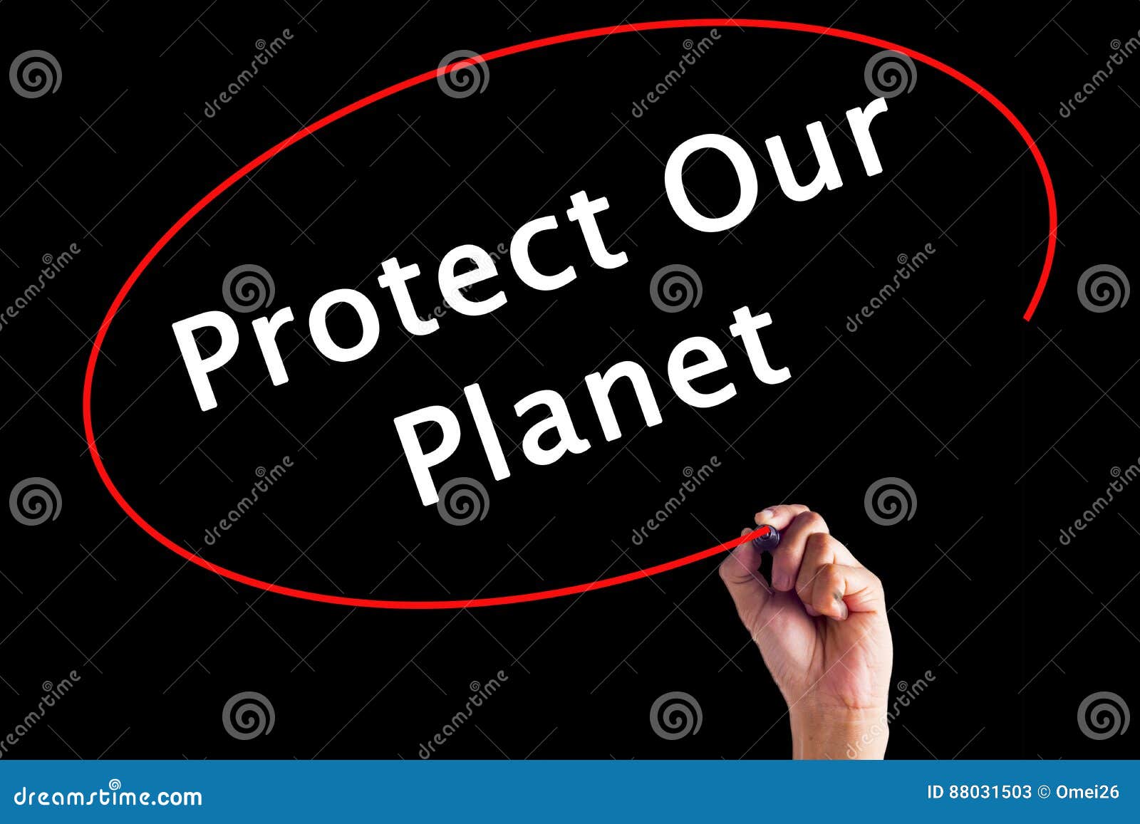 Hand Writing Protect Our Planet with a Marker Over Transparent B Stock ...