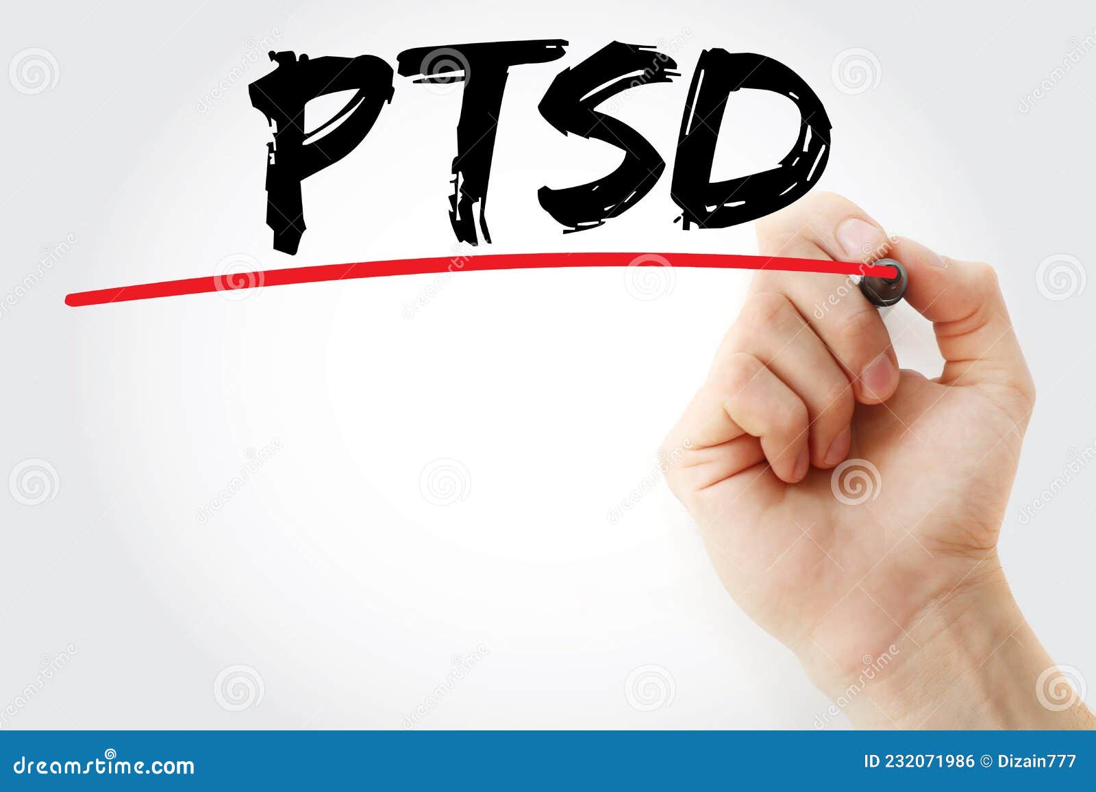 Hand Writing PTSD with Marker Stock Photo - Image of flashbacks ...