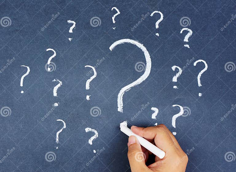Hand Writing Question Marks on Blackboard Stock Image - Image of mark ...