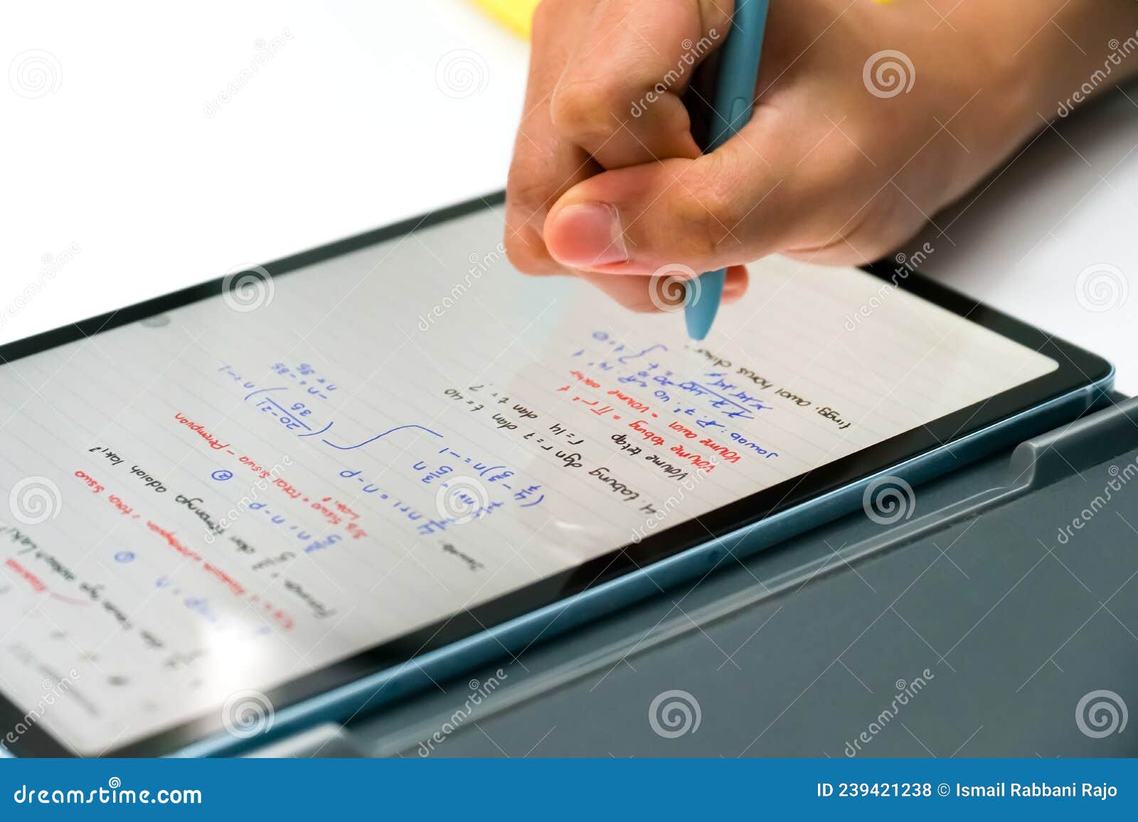 Hand Writing a School Lesson on Tablet Gadget with Stylus or Electric ...