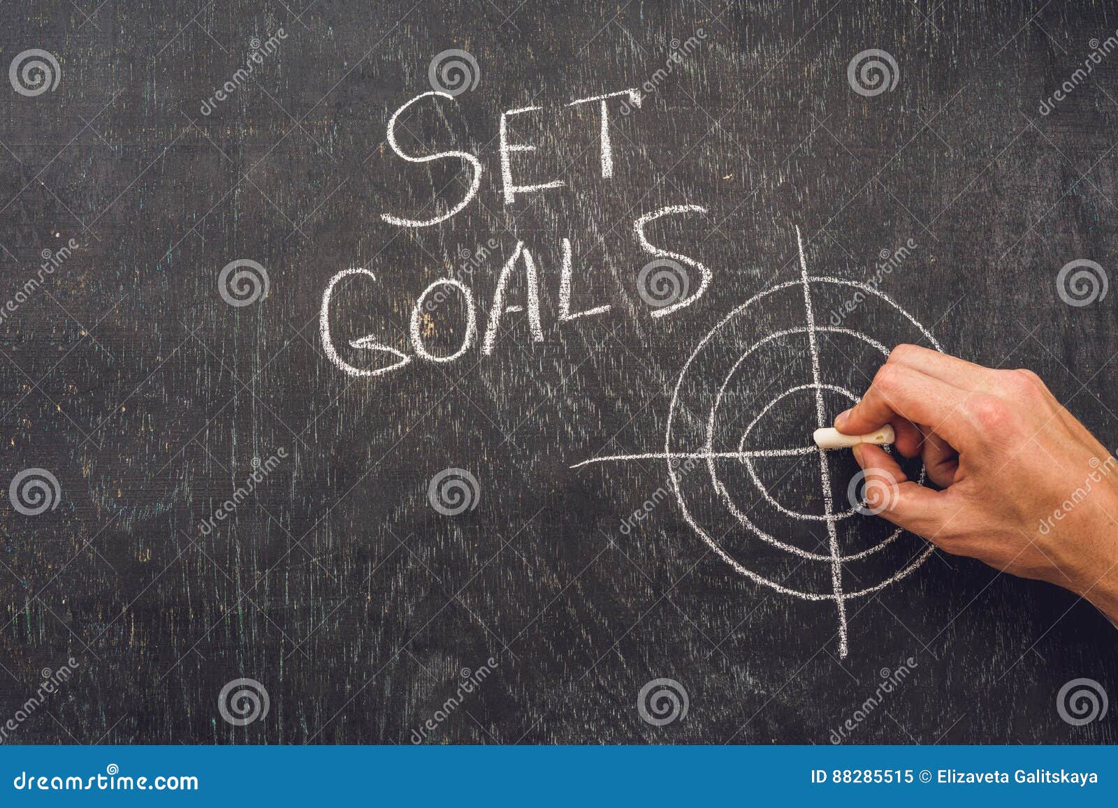 Hand Writing Set Goals Topic on Chalkboard Stock Image - Image of ...