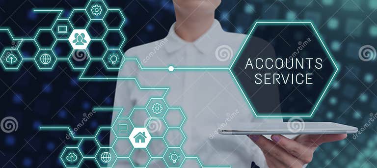 Hand Writing Sign Accounts Serviceaccessing List Of User Profiles And Information Linked Word