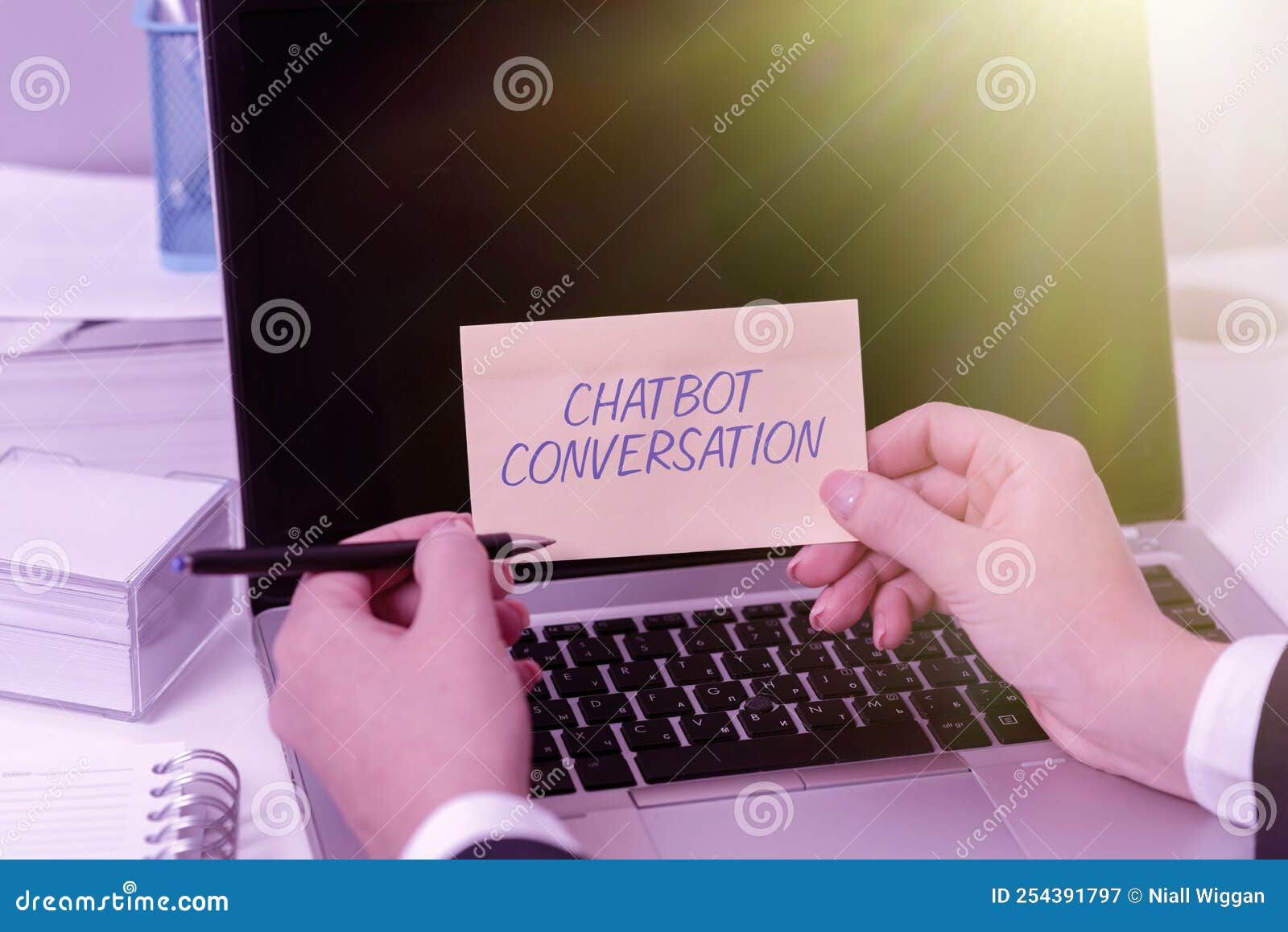 Hand Writing Sign Chatbot Conversation. Business Approach Chatting with ...