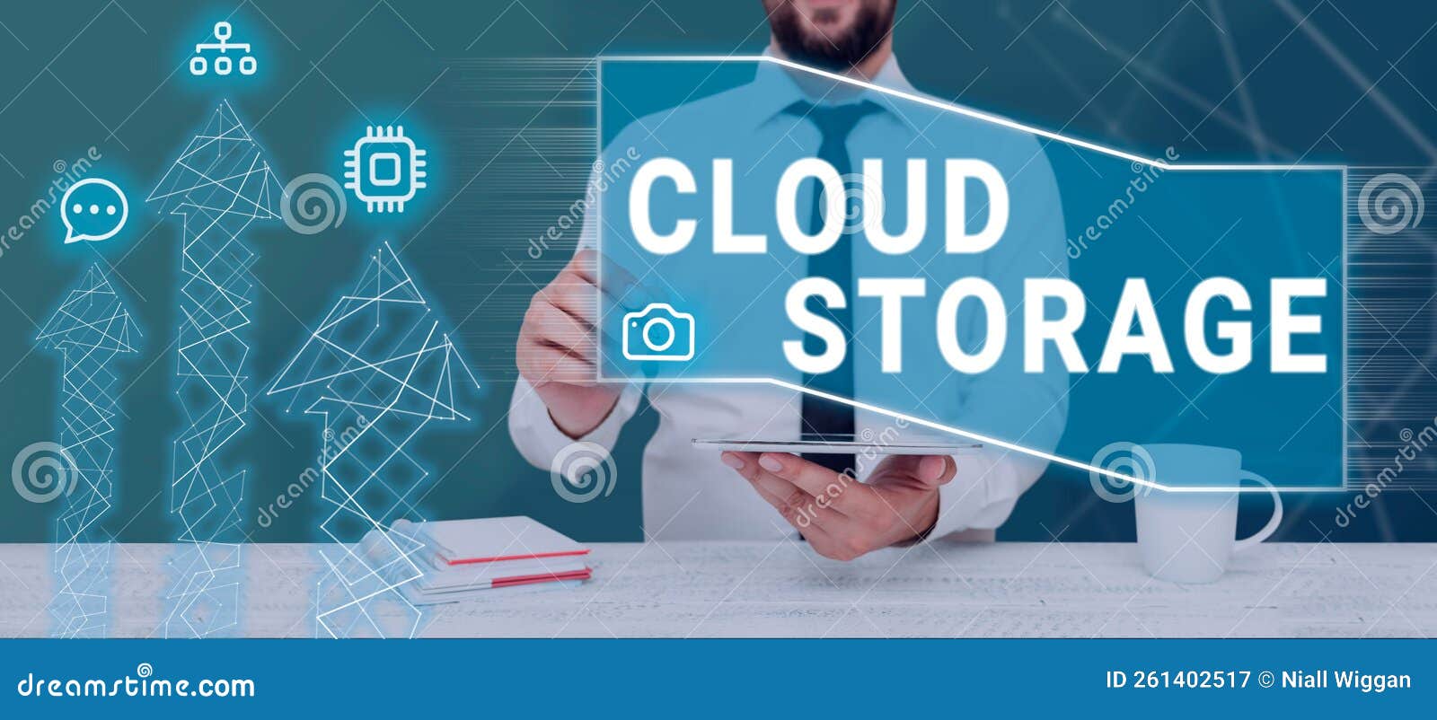 Hand Writing Sign Cloud Storage. Word for Computing Connect Devices To ...