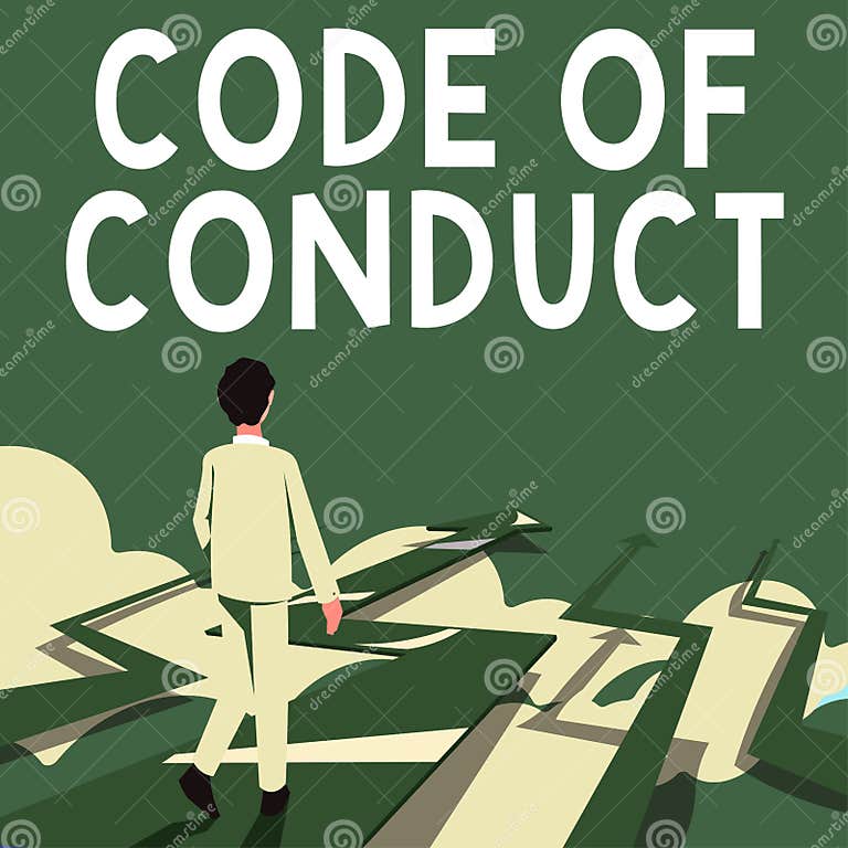 Text Caption Presenting Code of Conduct. Business Concept Ethics Rules ...