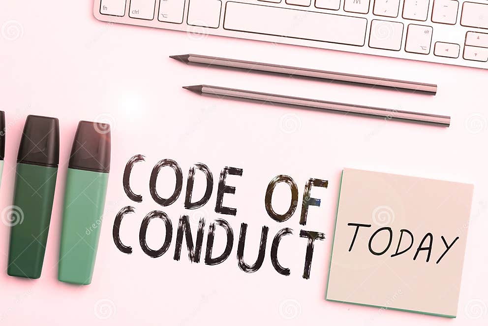 Hand Writing Sign Code of Conduct. Internet Concept Ethics Rules Moral ...