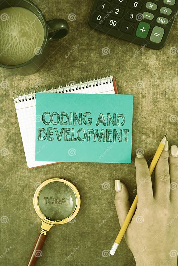 Text Showing Inspiration Coding and Development. Business Concept Programming Building Simple ...