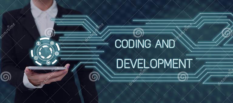 Hand Writing Sign Coding and Development. Conceptual Photo Programming Building Simple Assembly ...