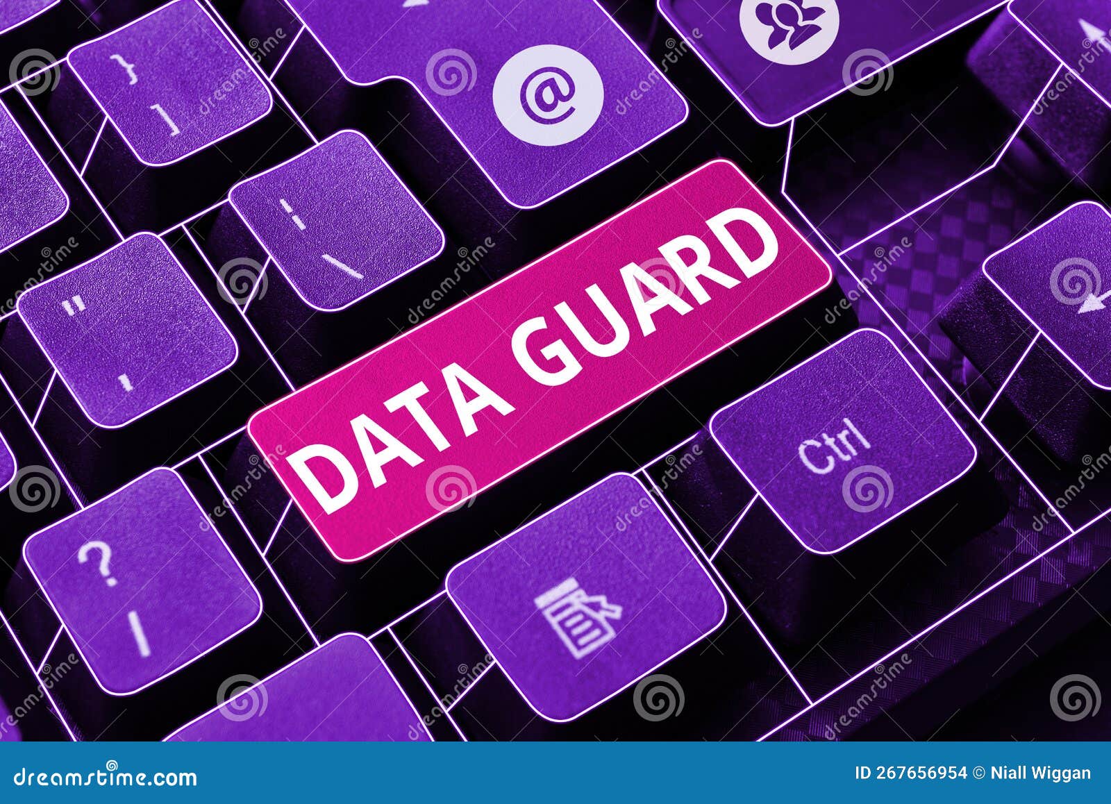 Handwriting Text Data Guard. Business Concept Manage Databases To ...