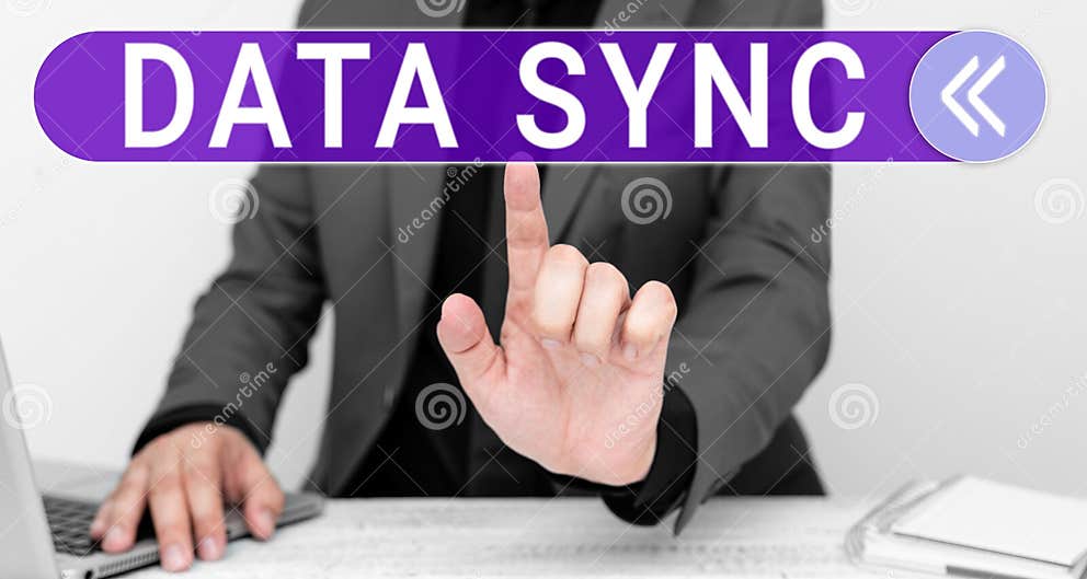 Hand Writing Sign Data Sync. Concept Meaning Data that is Continuously ...