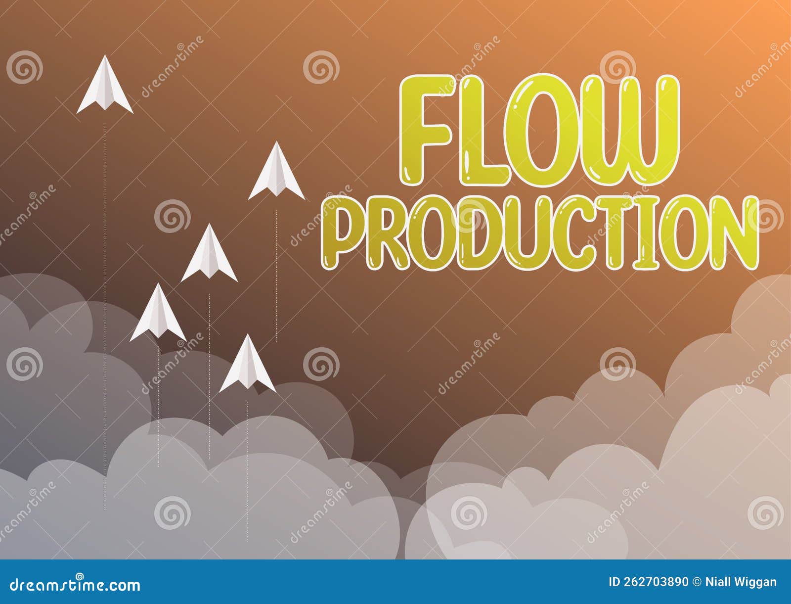 Hand Writing Sign Flow Production. Business Approach Items are Produced ...