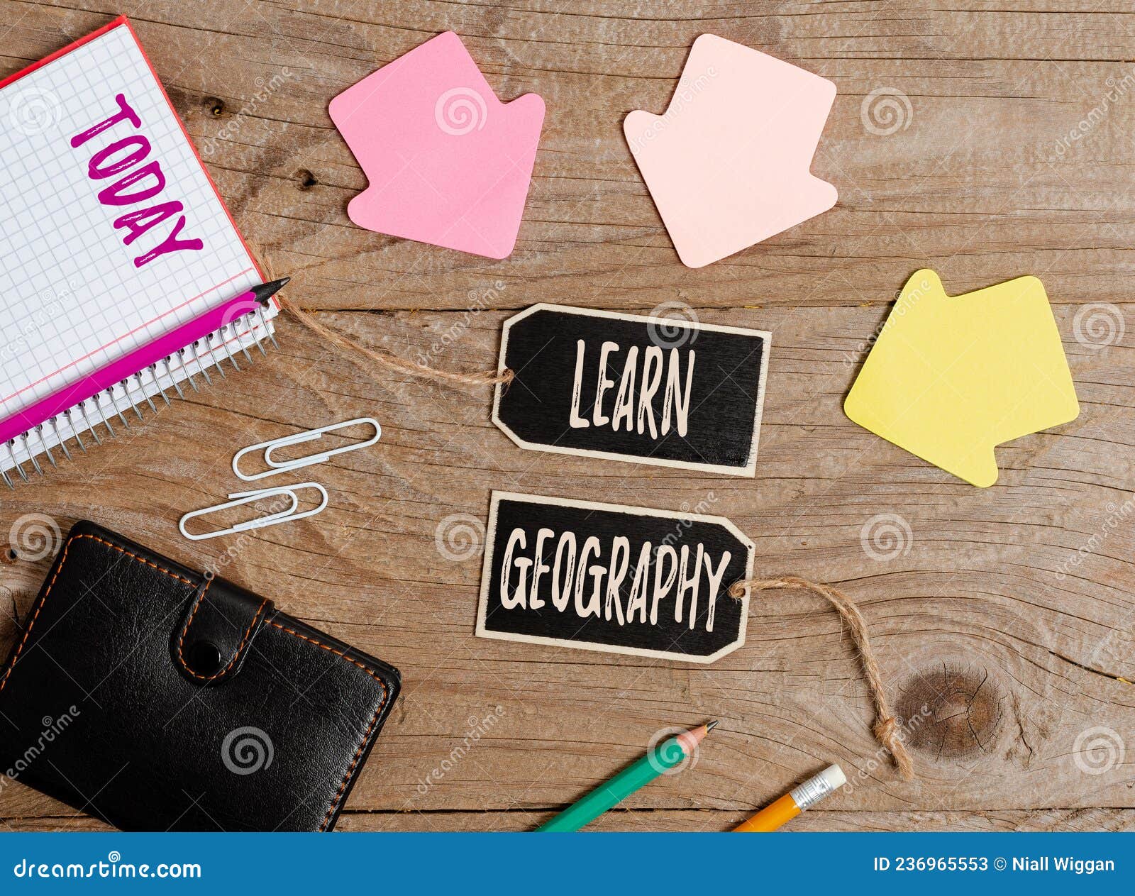 Handwriting Text Learn Geography. Internet Concept Study of Physical Features of Earth and Its ...