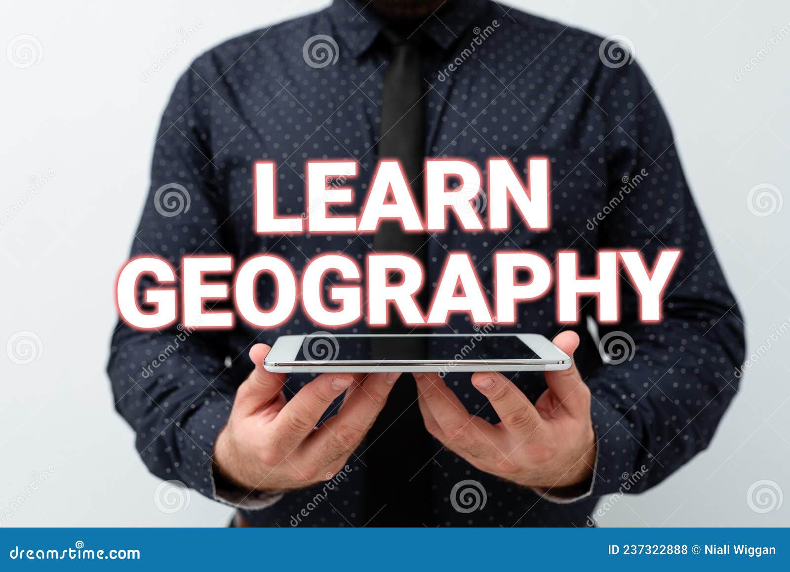 Hand Writing Sign Learn Geography. Word Written on Study of Physical Features of Earth and Its ...