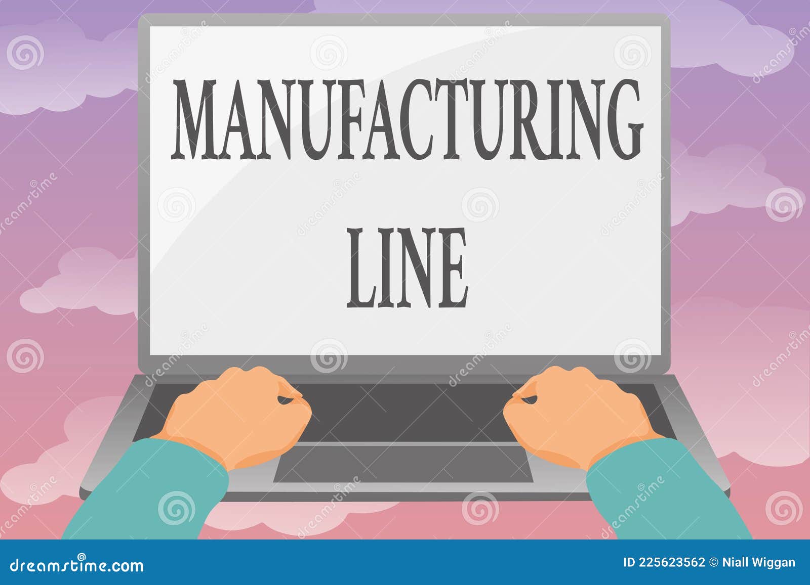 Hand Writing Sign Manufacturing Line. Internet Concept Set of ...