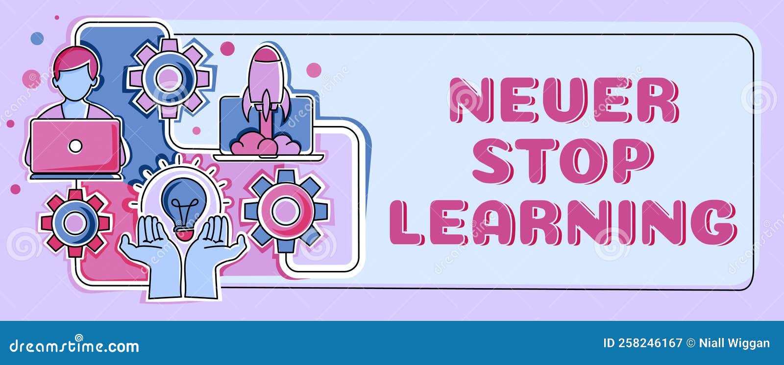 Hand Writing Sign Never Stop Learning. Internet Concept Continuous Education and Techniques To ...