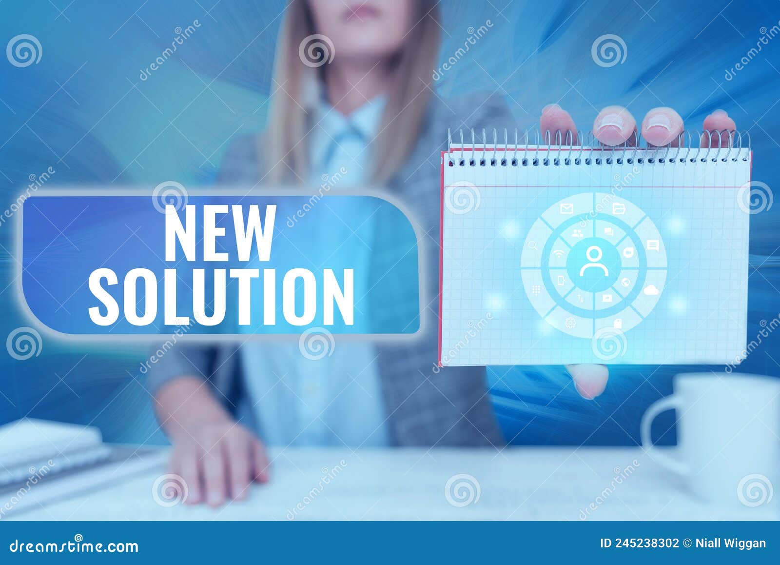 Text Caption Presenting New Solution. Word Written on Modern Innovation ...