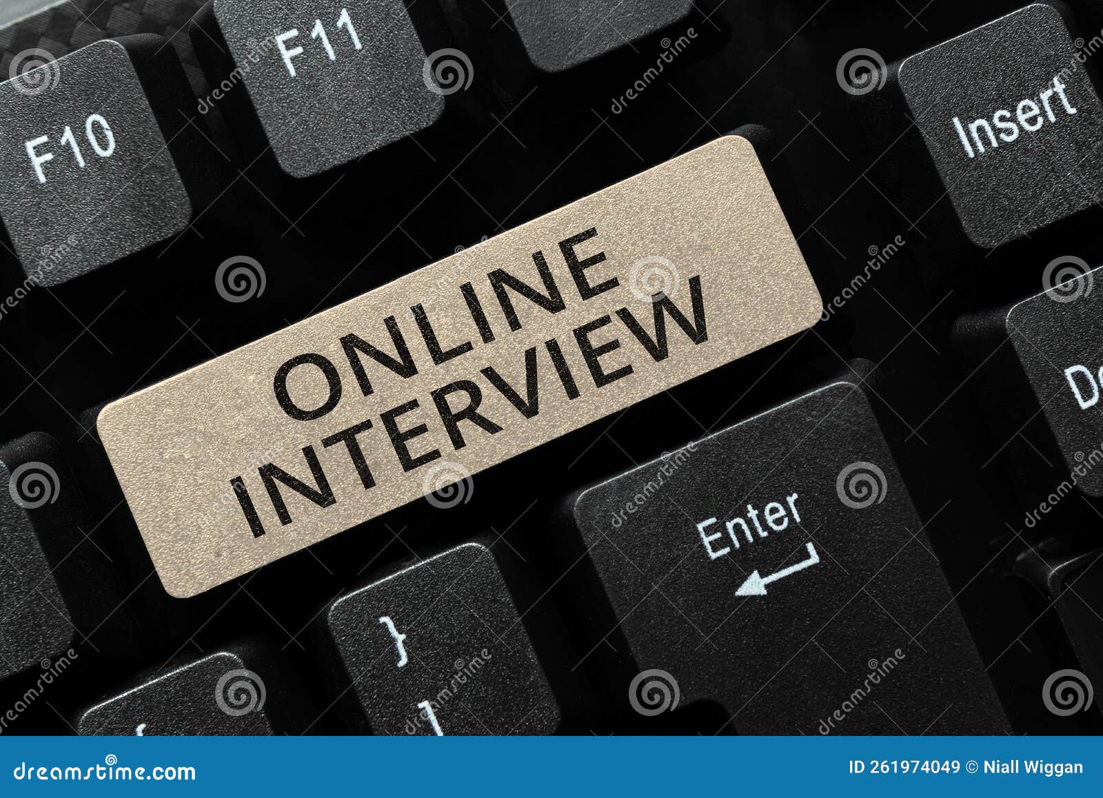 Hand Writing Sign Online Interview. Word Written on Method Conducted ...