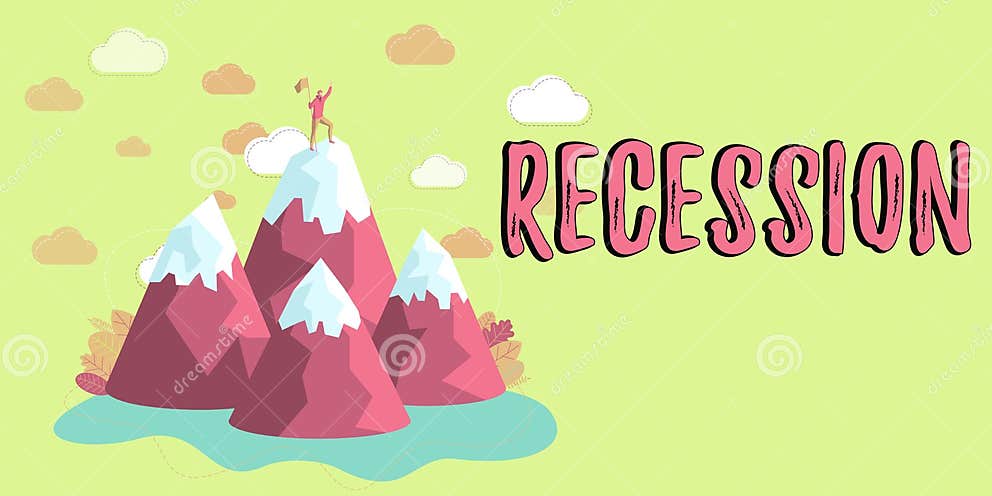 Hand Writing Sign Recession. Business Approach the Process of Progressive Decrease in Growing ...