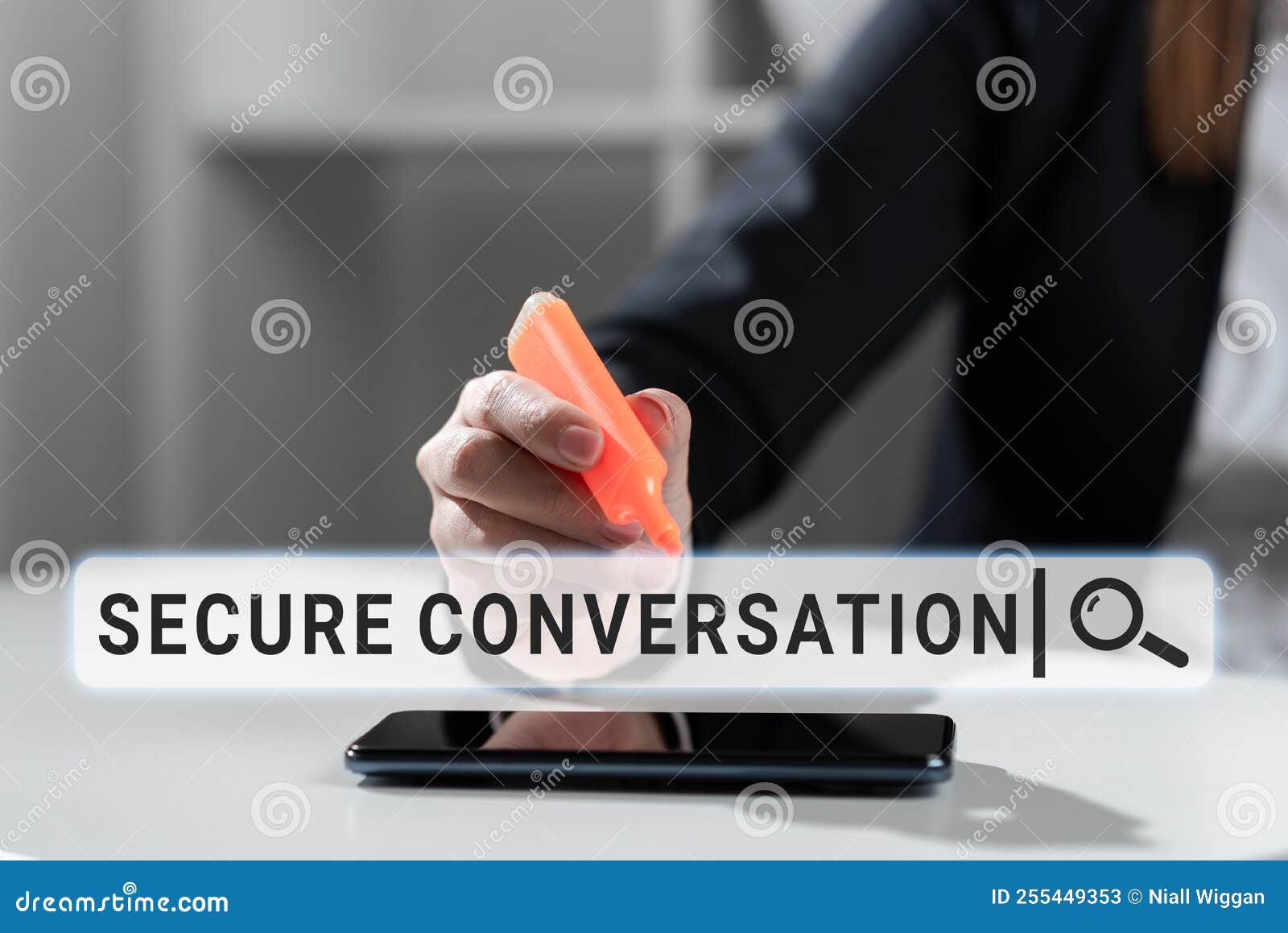 Hand Writing Sign Secure Conversation. Word for Secured Encrypted ...