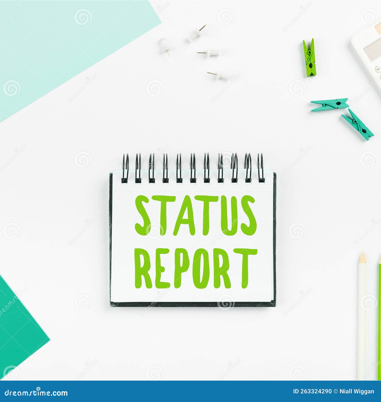 Hand Writing Sign Status Report. Word for Update Summary of Situations ...