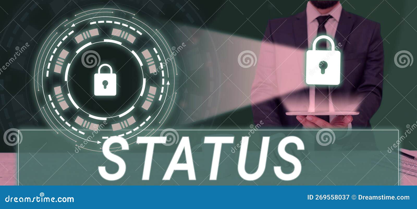 Writing Displaying Text Status. Business Overview Situation at a ...