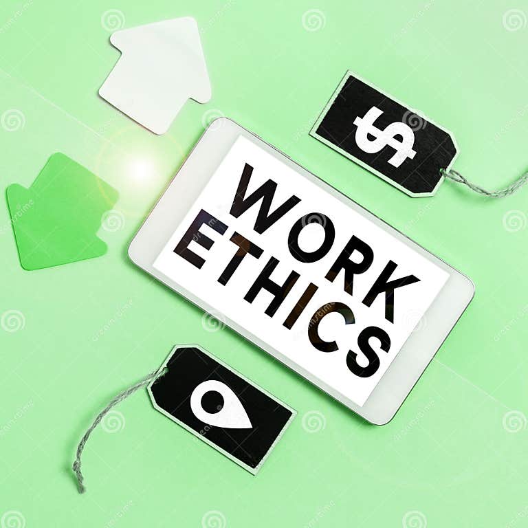 Hand Writing Sign Work Ethics. Internet Concept a Set of Values ...