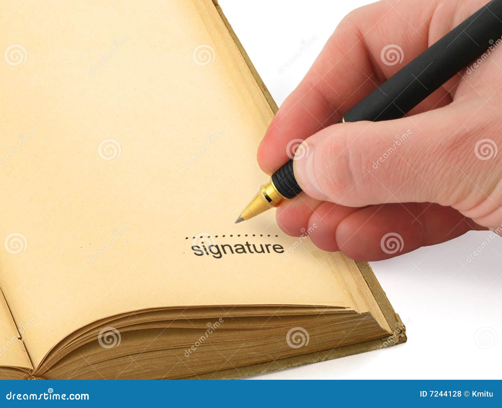 Hand writing a signature stock photo. Image of signature - 7244128
