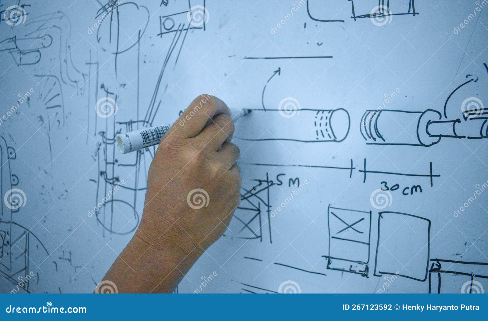 Hand Writing Sketch on the Whiteboard Stock Photo - Image of writing ...