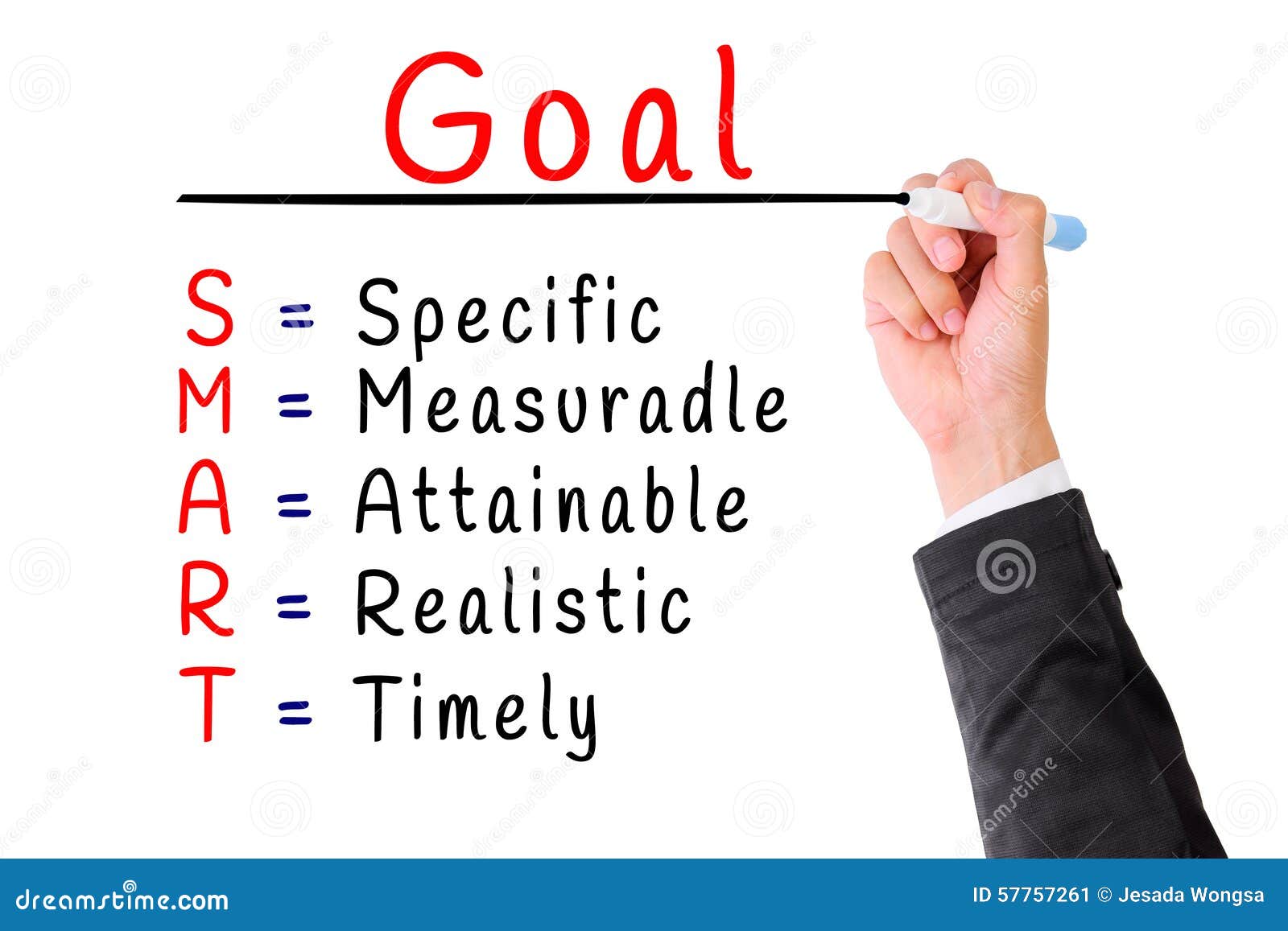 Hand Writing Smart Goal Isolate on White Stock Image - Image of people ...