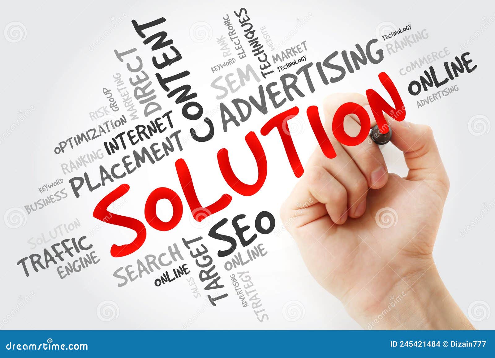 Hand Writing SOLUTION Word Cloud, Business Concept Stock Photo - Image ...