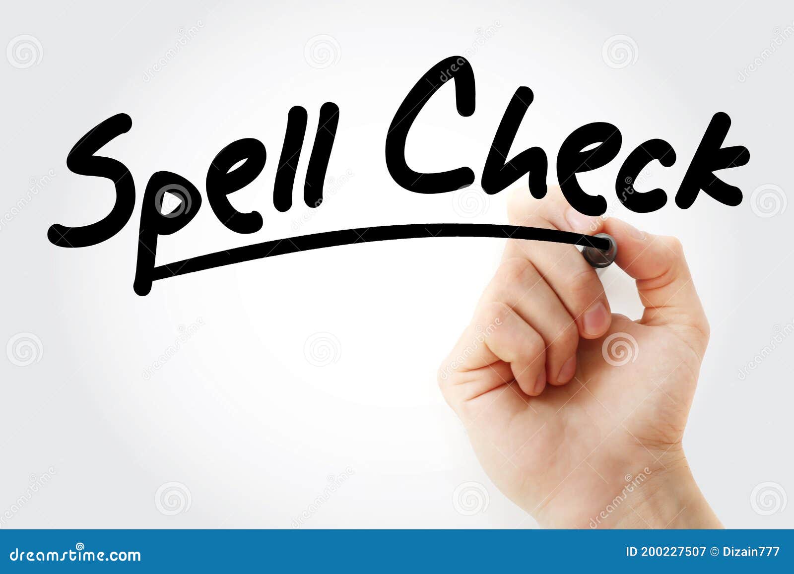 Hand Writing Spell Check with Marker Stock Image - Image of ...