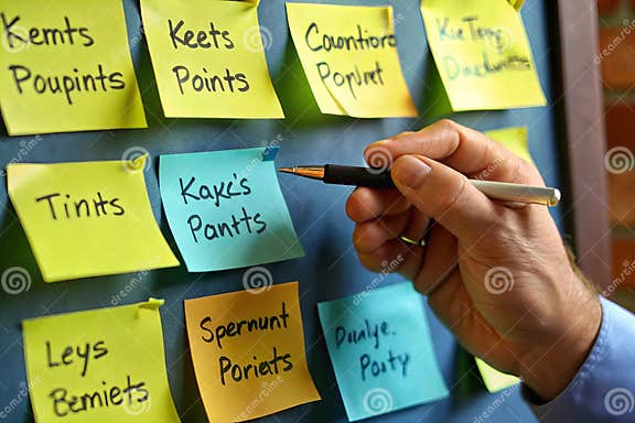 Hand Writing on Sticky Notes, Capturing Important Ideas and Thoughts ...