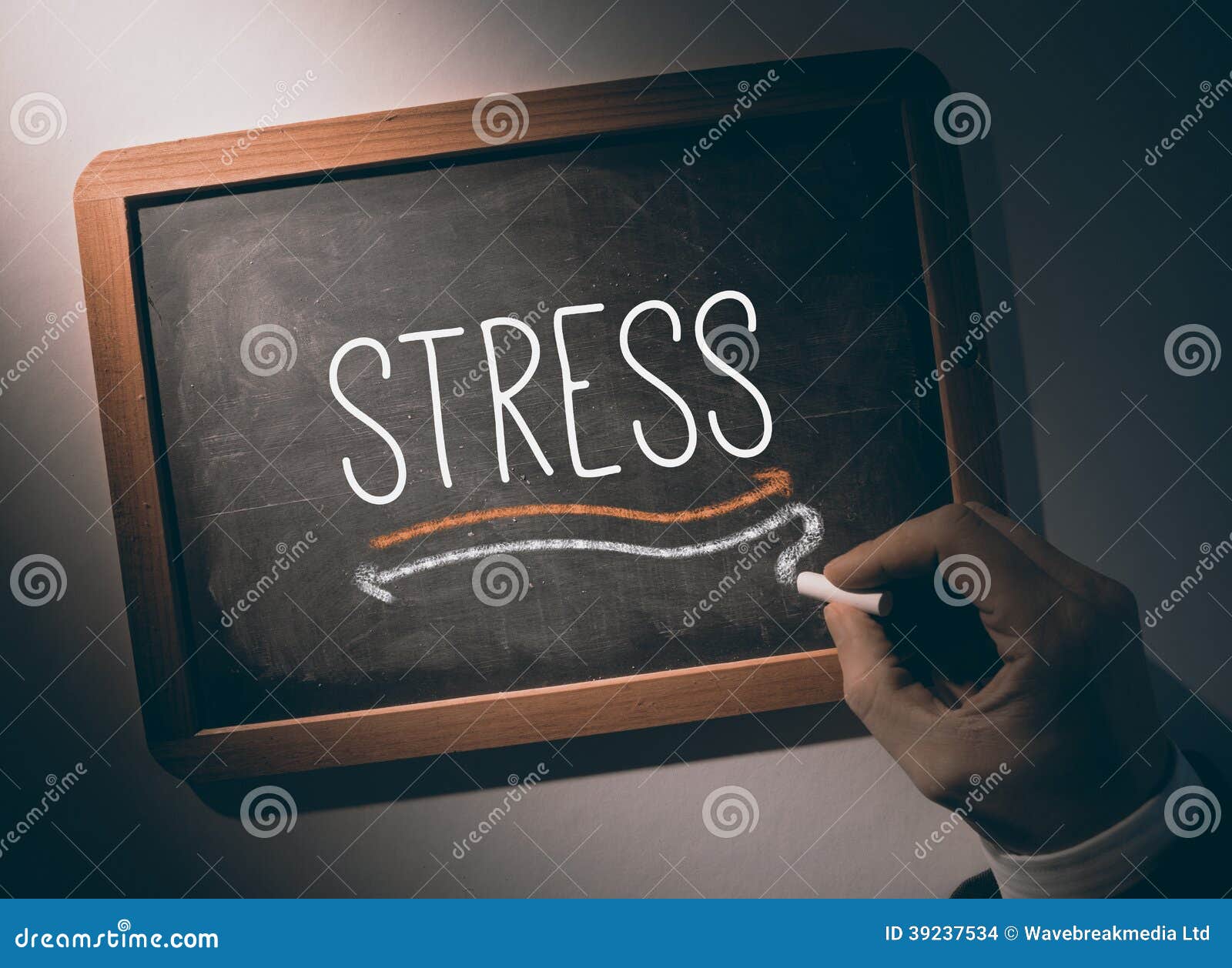 Hand Writing Stress on Chalkboard Stock Photo - Image of desk, drawing ...