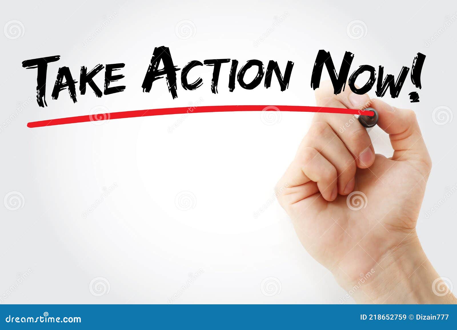 Hand Writing Take Action Now with Marker, Business Concept Stock Image ...